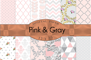 Pink and Gray digital paper | Graphic Patterns ~ Creative Market