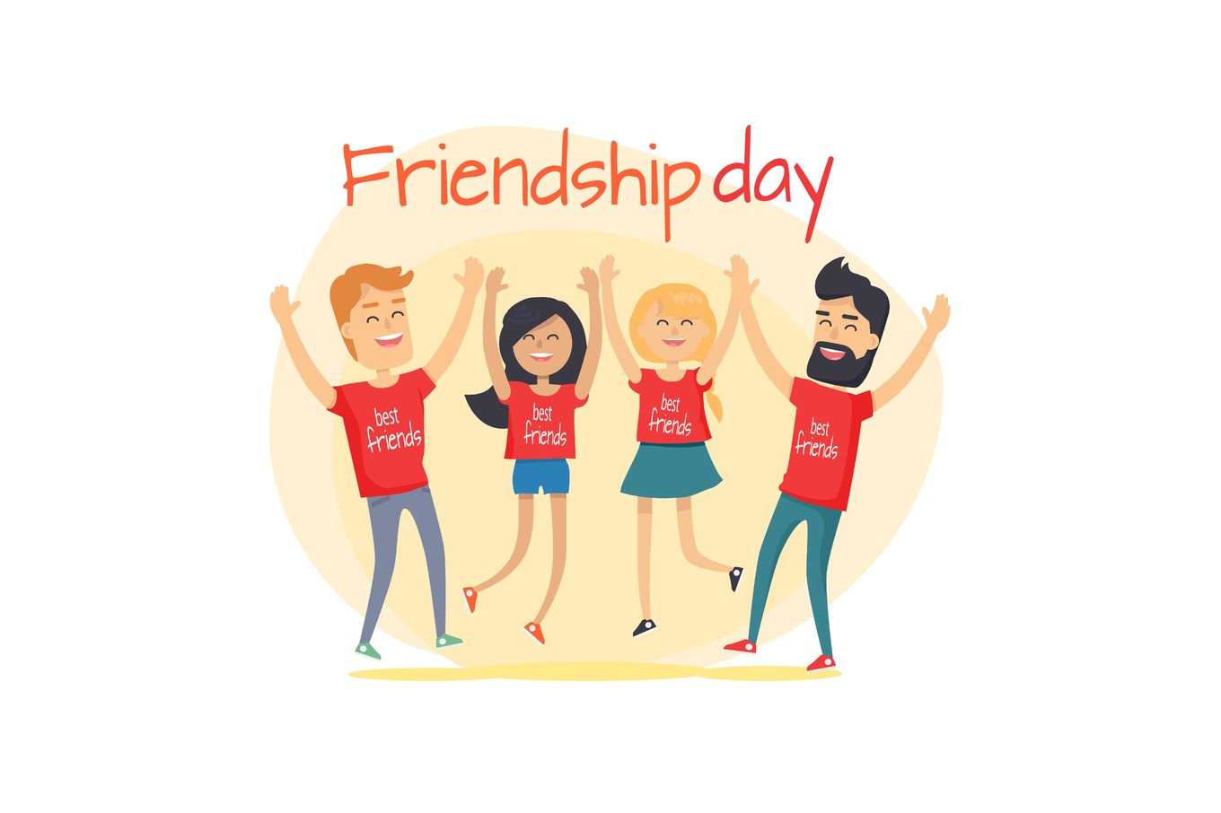 Best Friends Spend Fun Time. Friendship Day Flat, an Illustration by ...