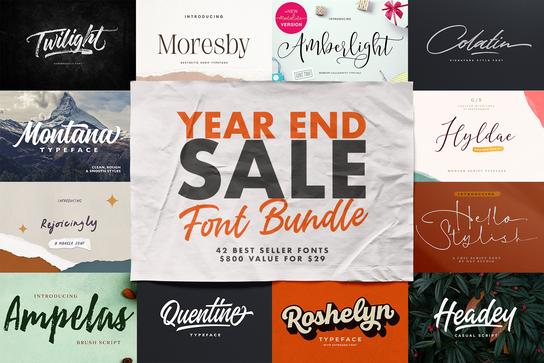 Year End Sale Font Bundle, a Script Font by Get Studio
