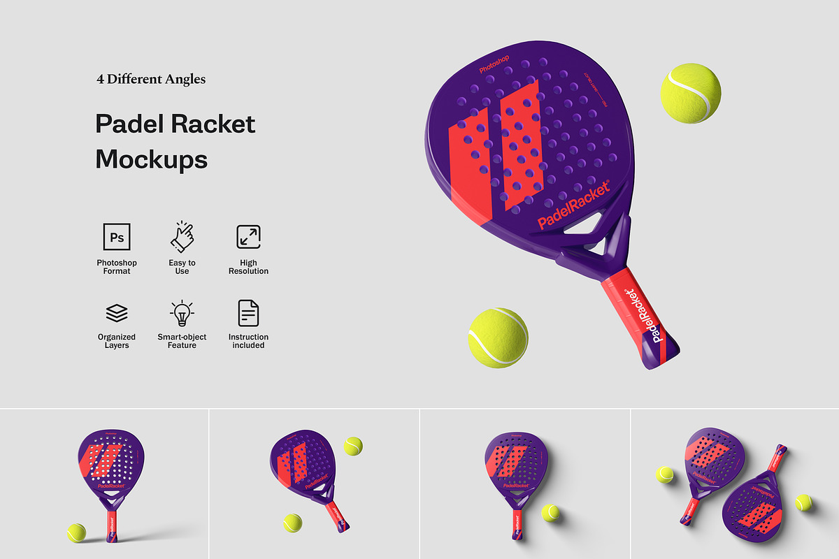 Padel Racket Mockups, a Product Mockup by artimasa