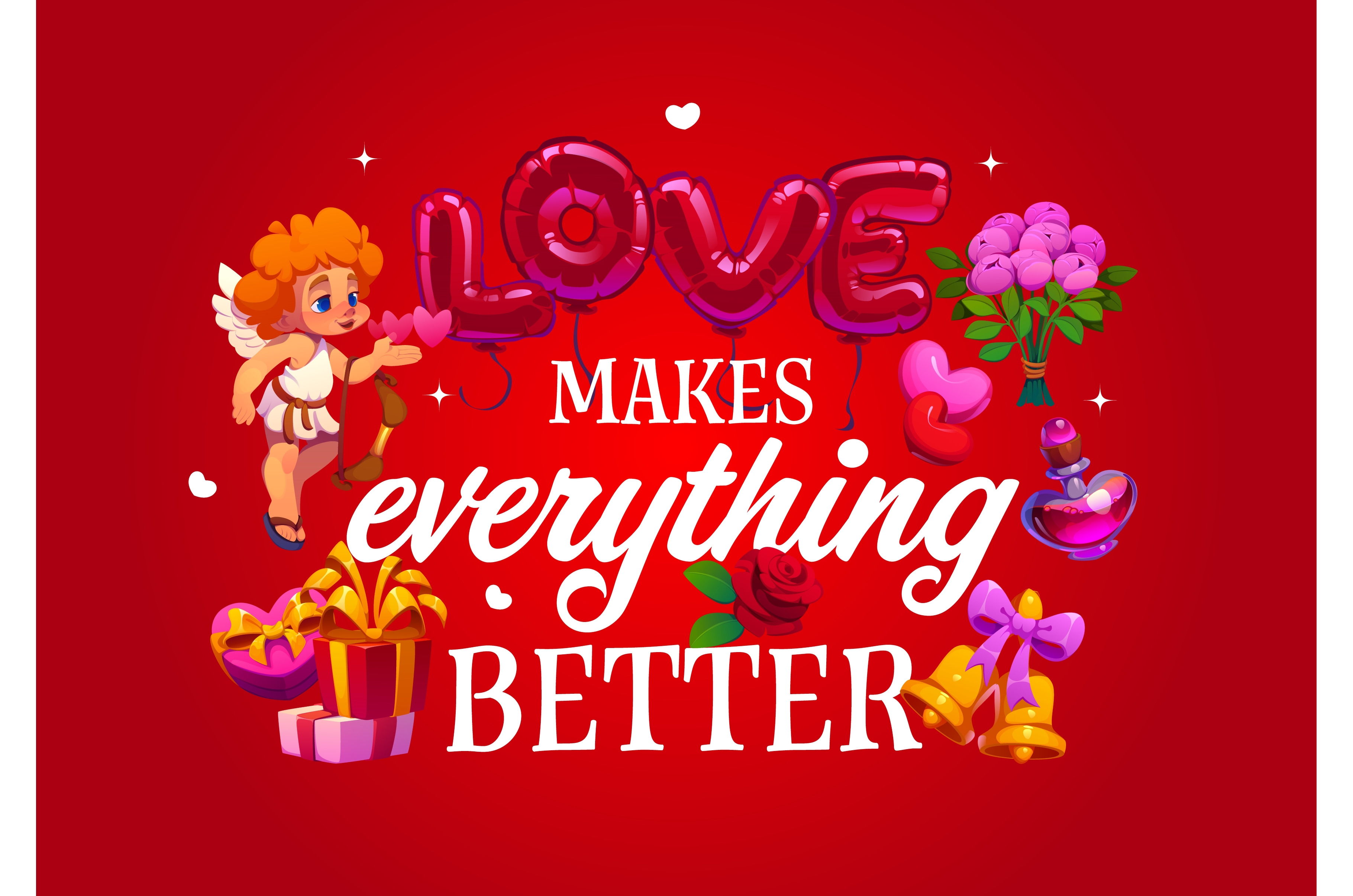 Love makes everything better, a Seasonal Illustration by Vector Tradition
