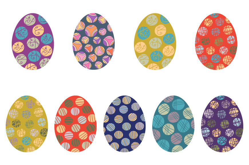 Colorful Easter eggs clipart set, a Decorative Illustration by ...