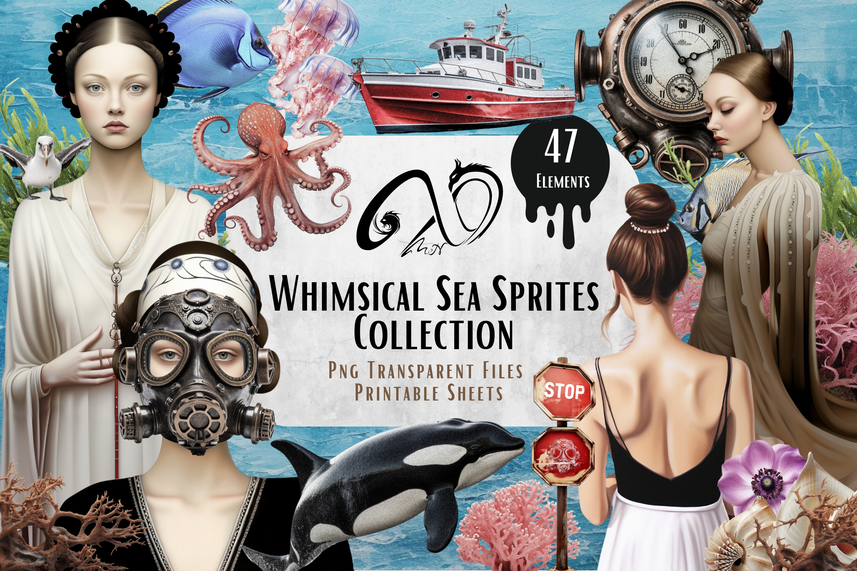 Whimsical Sea Sprites Collection, an Animal Illustration by NiiiNArt