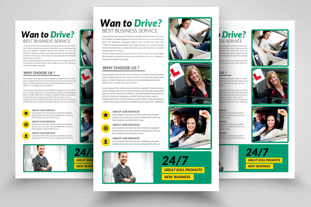 Driving Learning School Flyer Temp, a Flyer Template by Psd Templates