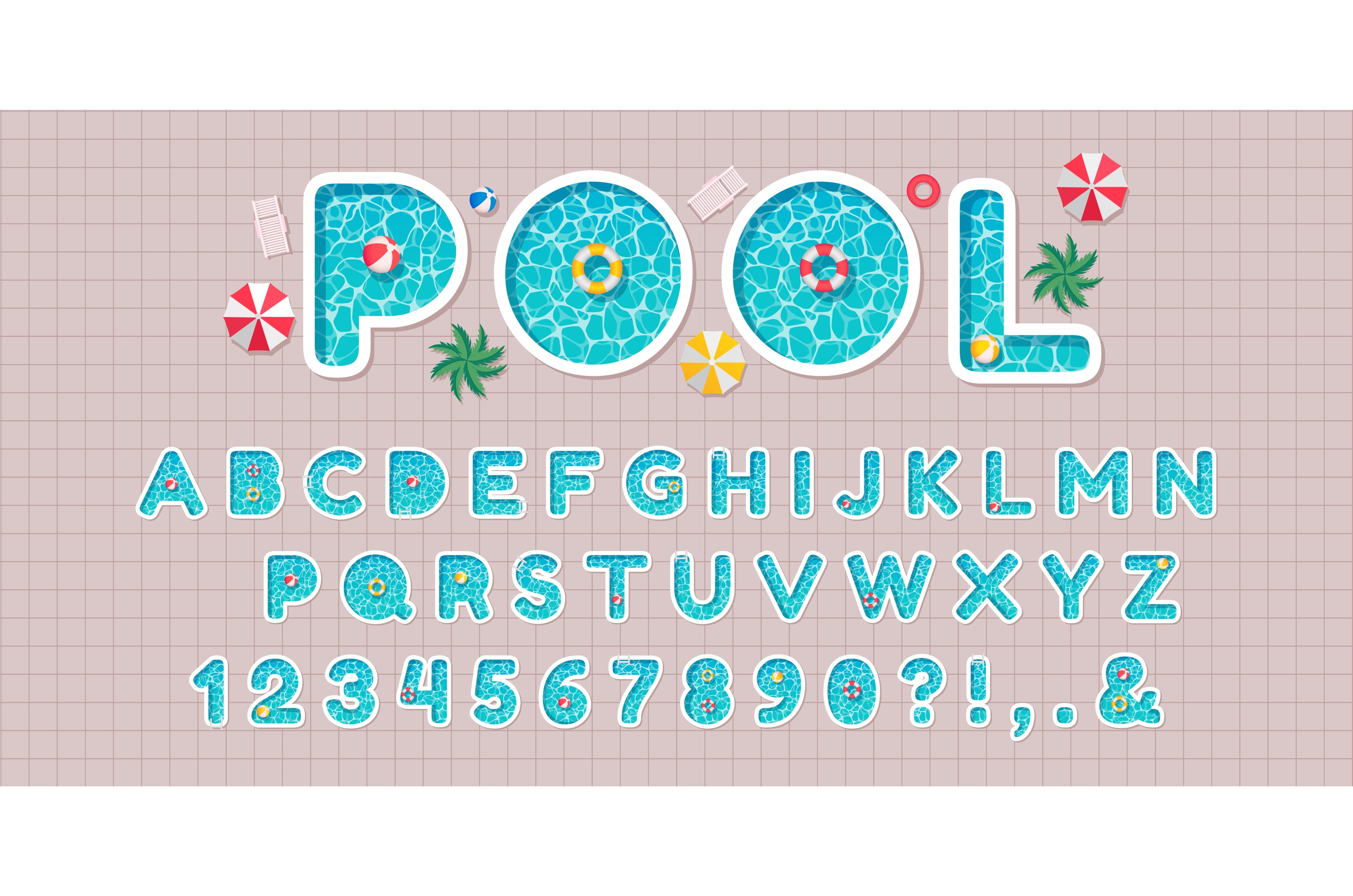 Pool party font. Swimming pools, an Object Graphic by winwin.art
