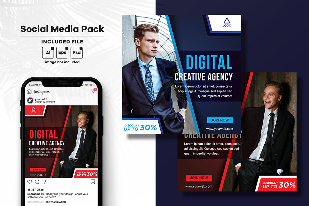 Social Media Post Template, a Social Media Template by yuanesei