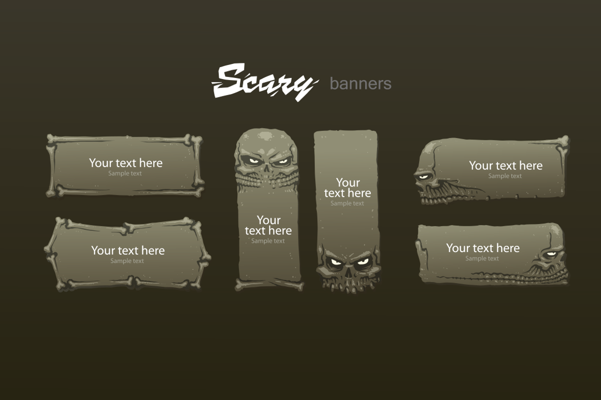Scary banners bundle, vector, an Object Graphic by IvanNikulin