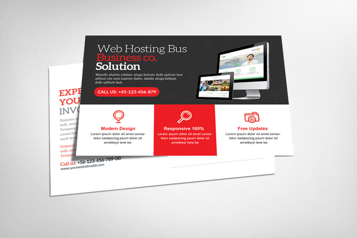 Premium Web Hosting Postcard, a Card Template by graphicforest