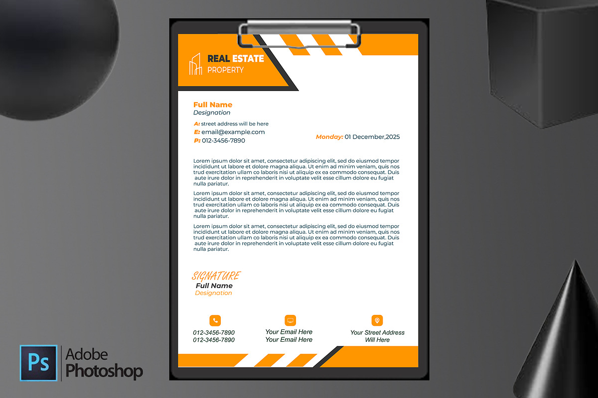 Printable Letterhead Template PSD