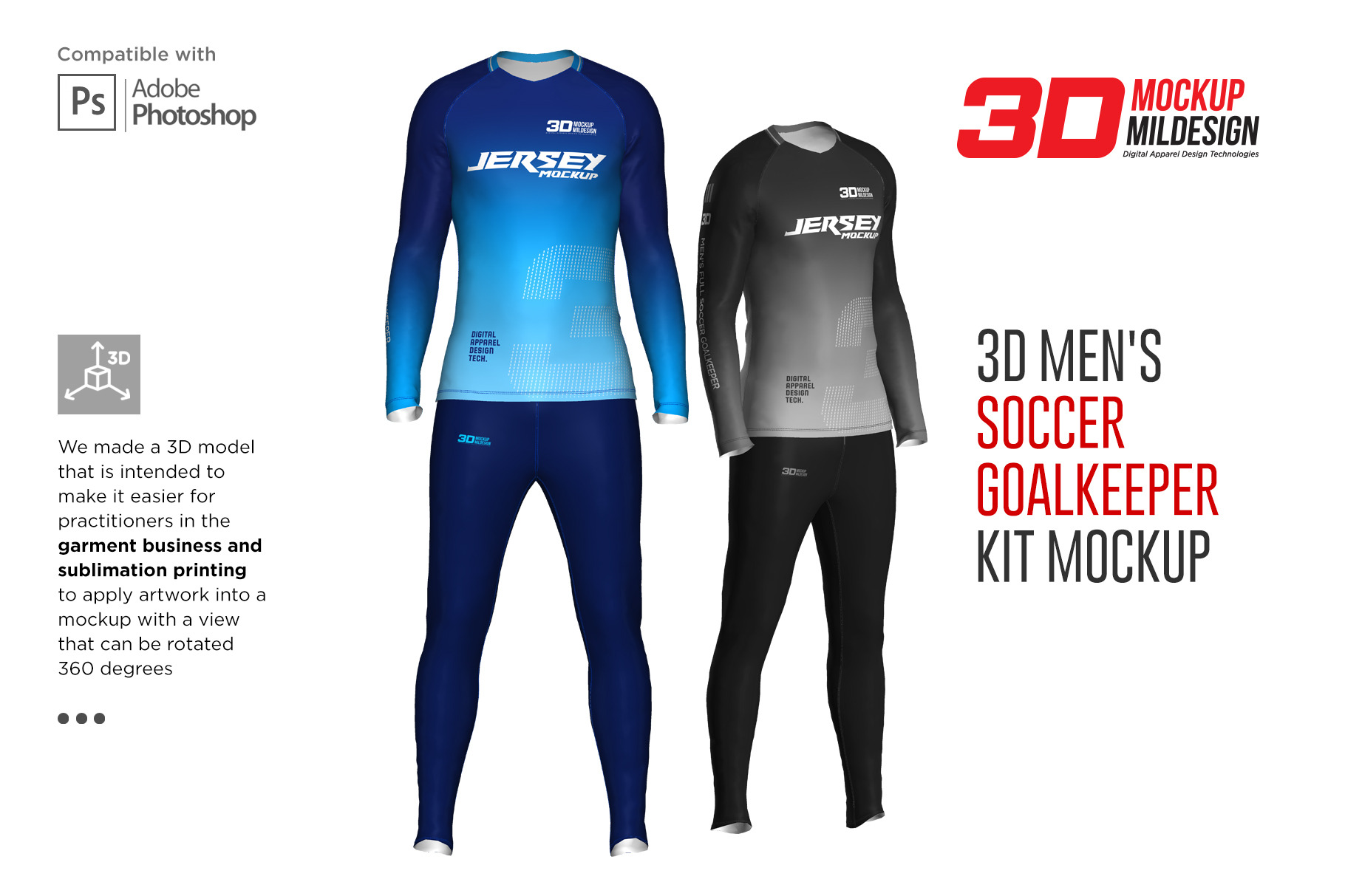 3D Men's Soccer Goalkeeper Kit psd, an Apparel Mockup by Mildstudio