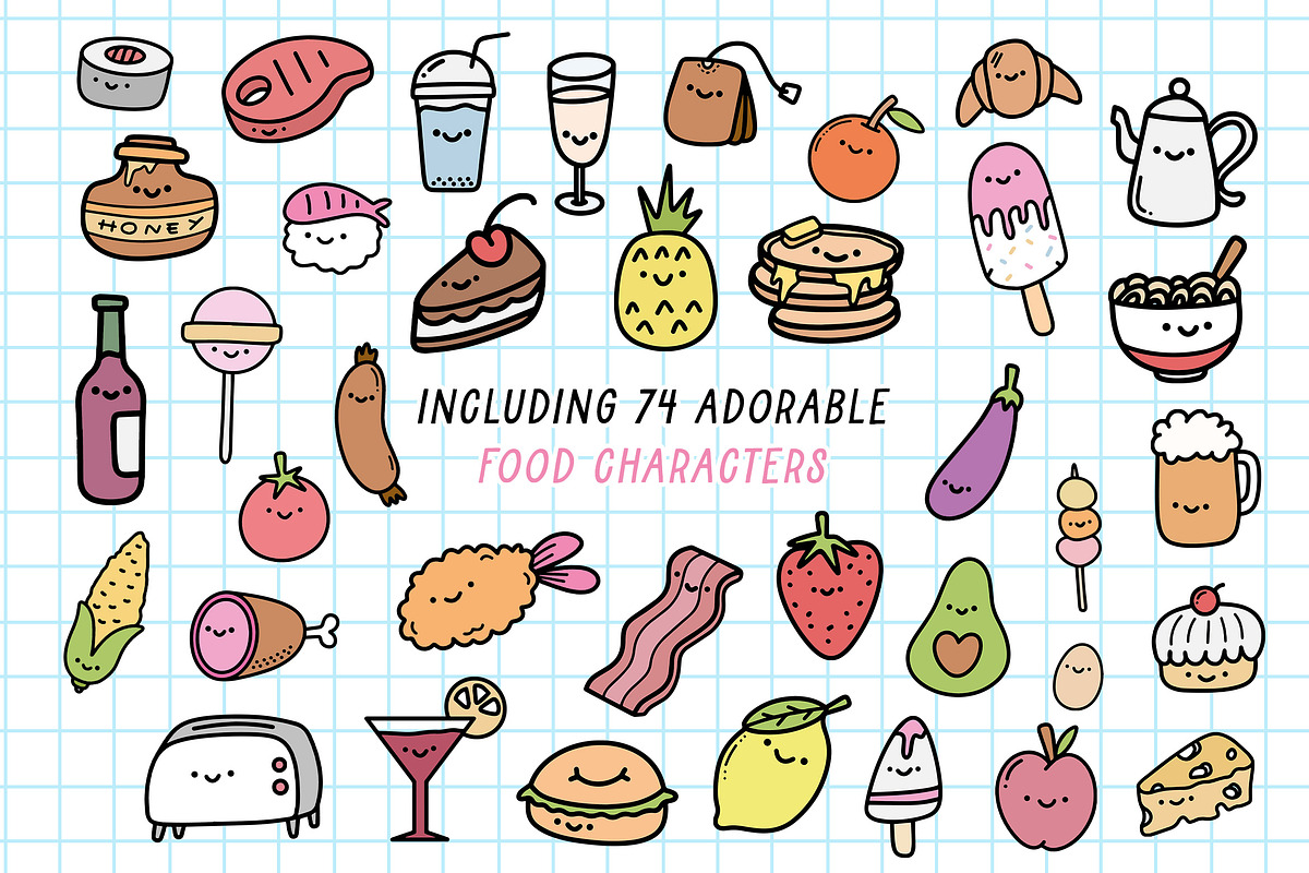 Food and Drink Sticker Pack, a Food Illustration by Lollipop Hand Drawn