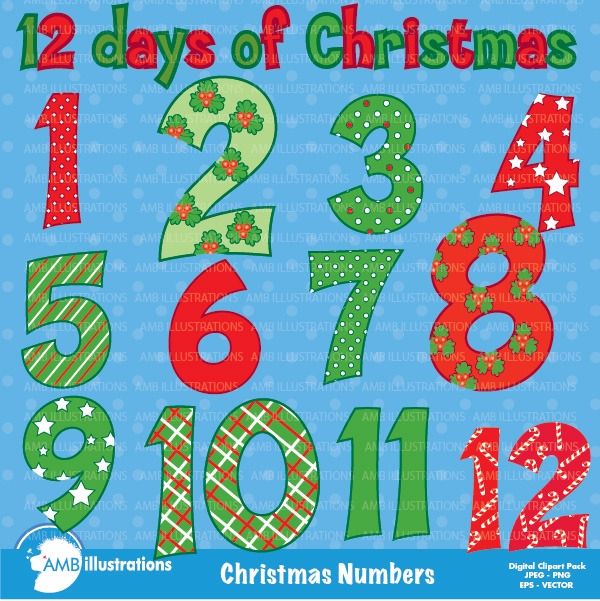 Christmas Numbers Cliparts AMB-354, an Illustration by AMBillustrations ...