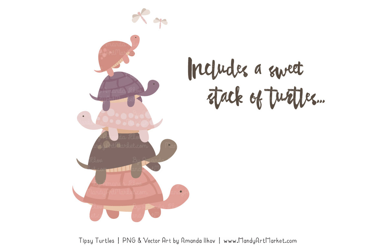 Buff Turtle Stack Clipart, an Illustration by Amanda Ilkov