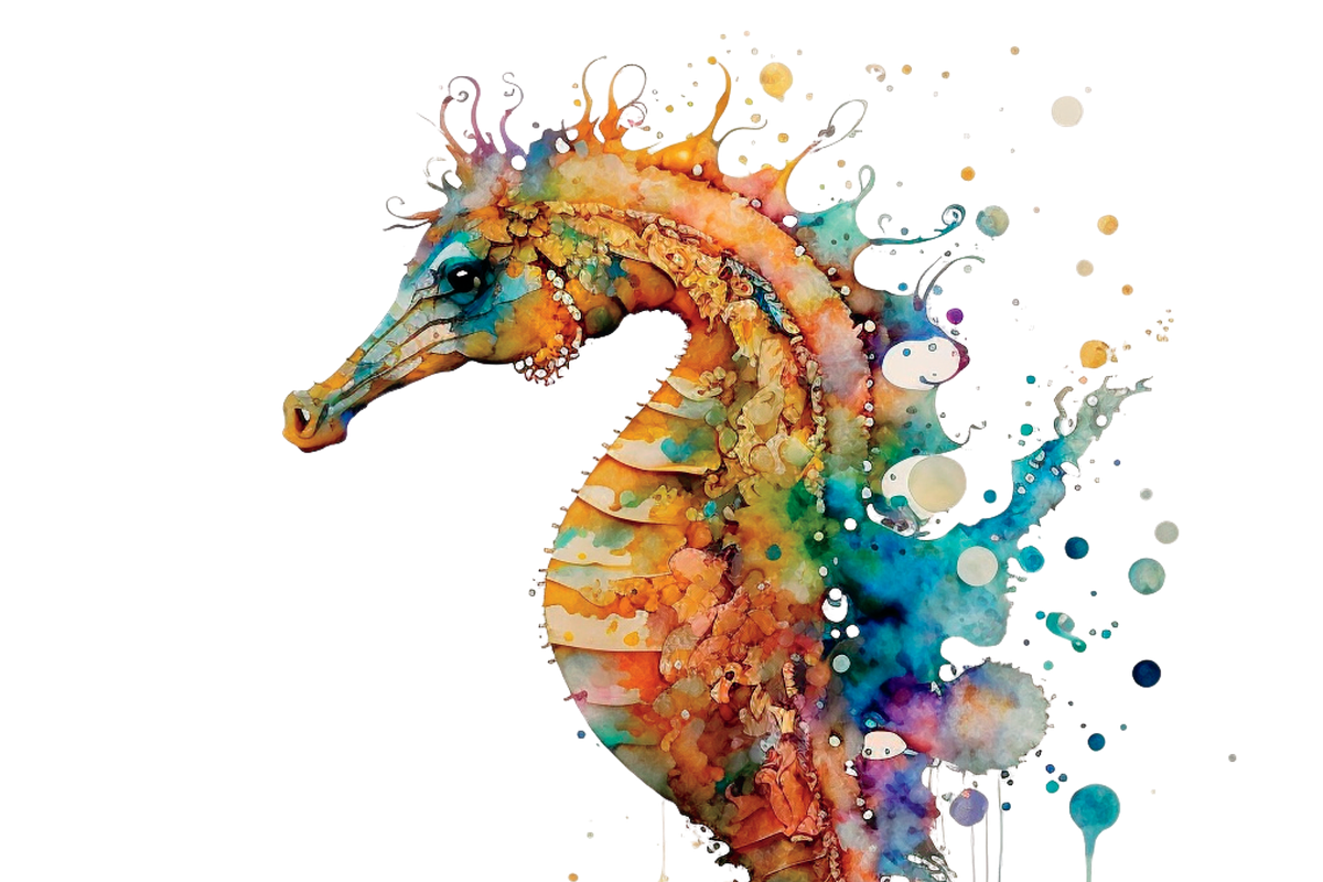 Sea Horse Watercolor Illustration Set