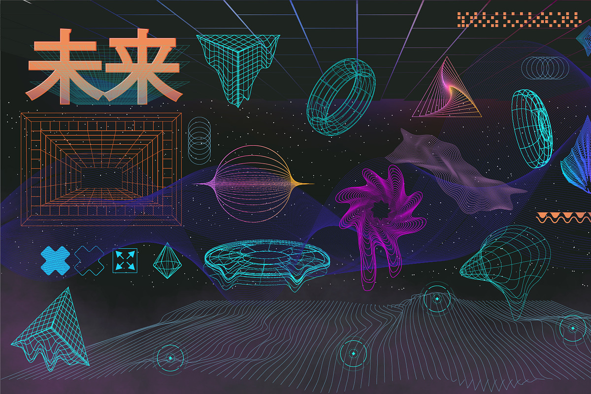 Geometric shapes, retro futuristic, a Decorative Illustration by ZinetroN