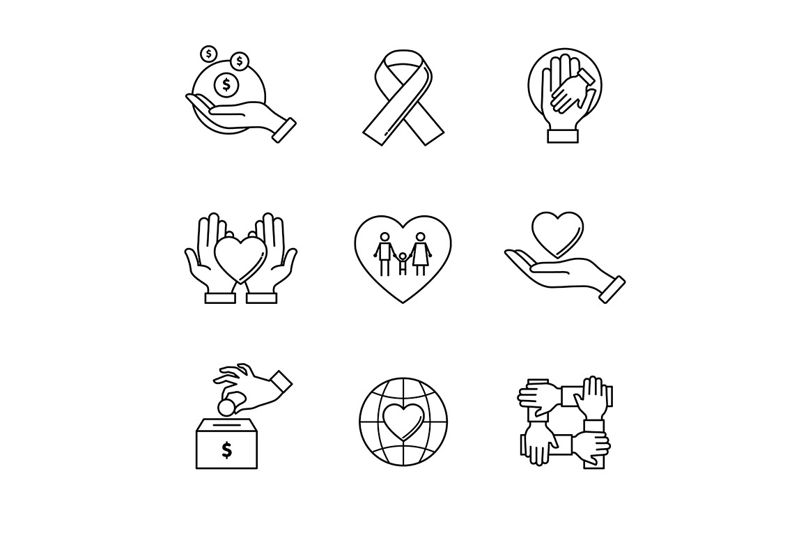 Support and care icons, an Outline Icon by Iconicbestiary | Creative Market