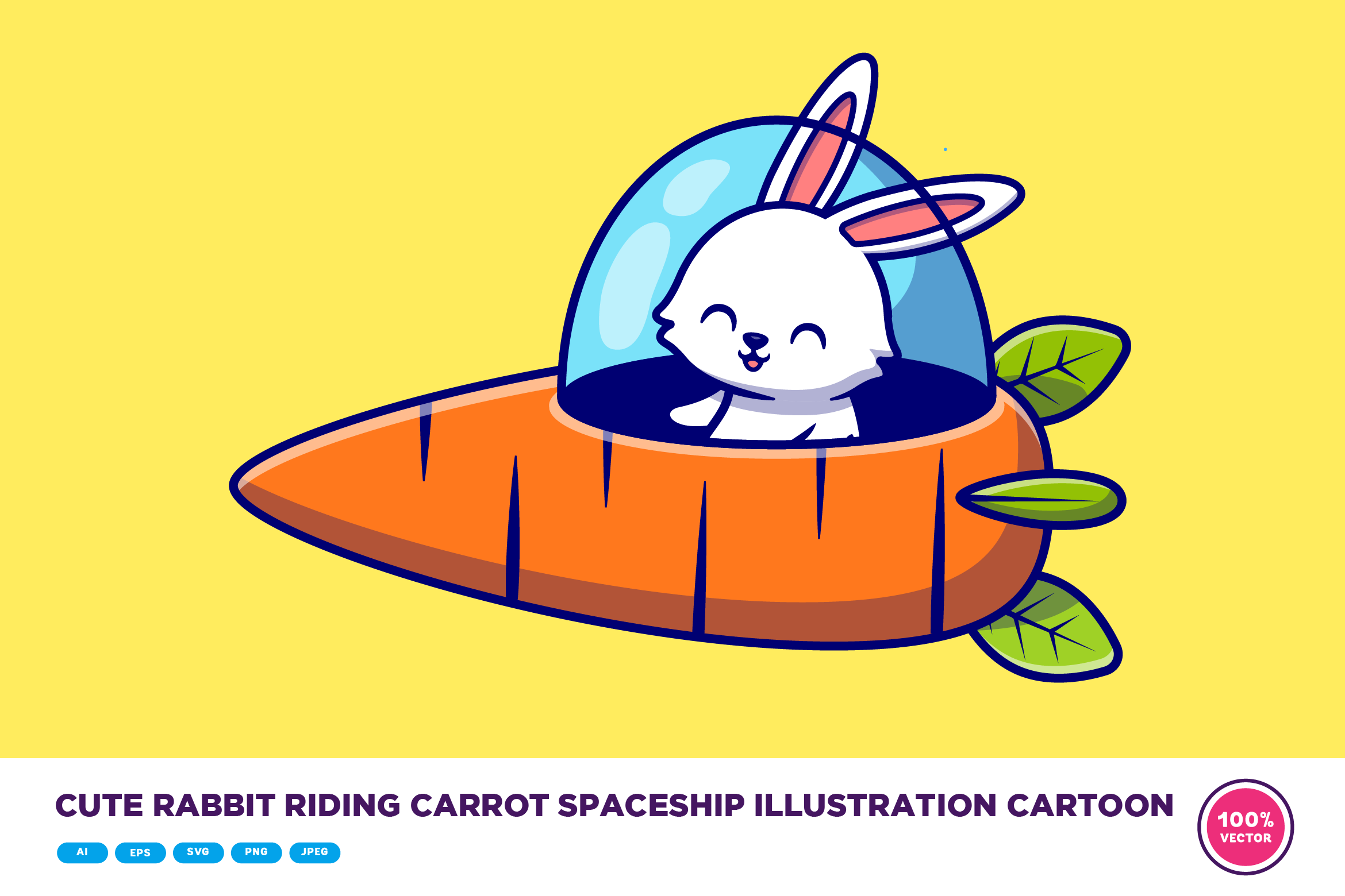 Cute Rabbit Riding Carrot Spaceship, an Animal Illustration by Catalyst ...