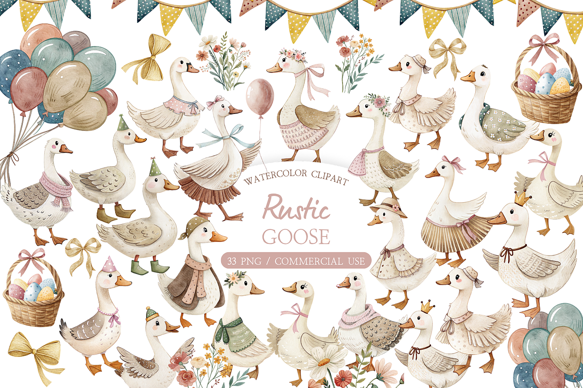 Silly Goose Clipart Bundle, an Illustration by MockupWizard