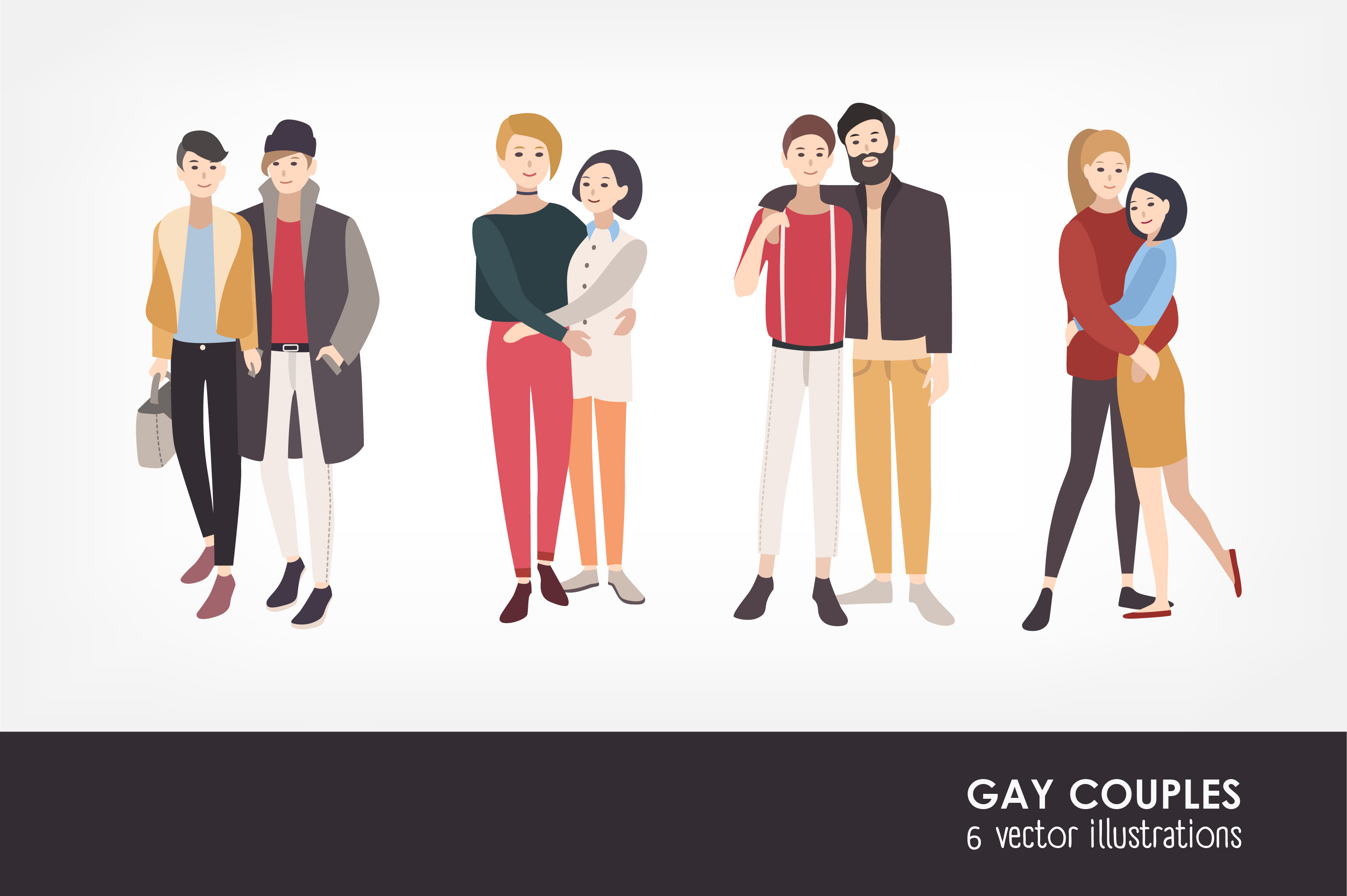 Set of LGBT couples, a Person Illustration by Good Studio