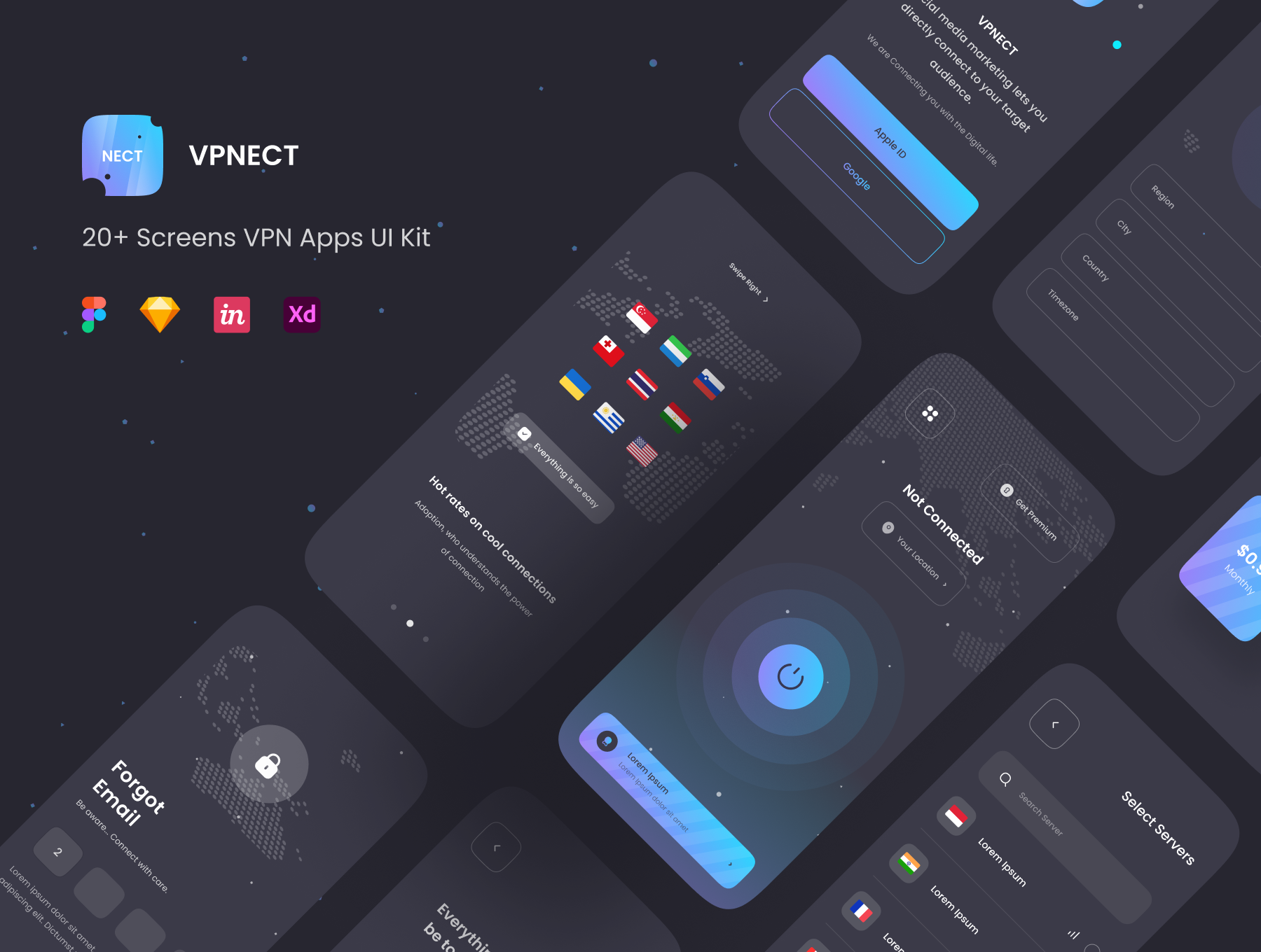 VPNECT - VPN UI KIT, an App Template by Vektora Studio
