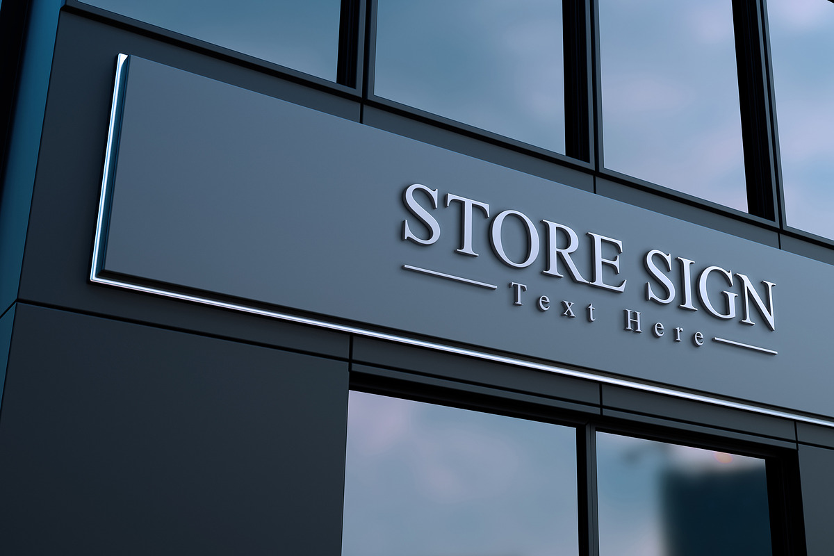 storefront logo mockup modern sign, a Product Mockup by imonedesign