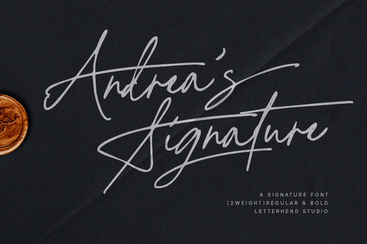 Andreas Signature, a Script Font by Letterhend Studio