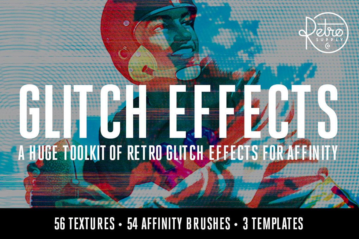 Glitch Effects Bundle for Affinity, a Brush Add-On by RetroSupply Co. | Creative Market