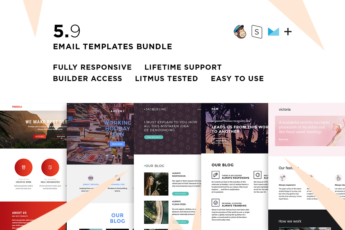 5 Email templates bundle IX, an Email Template by ThemesCode