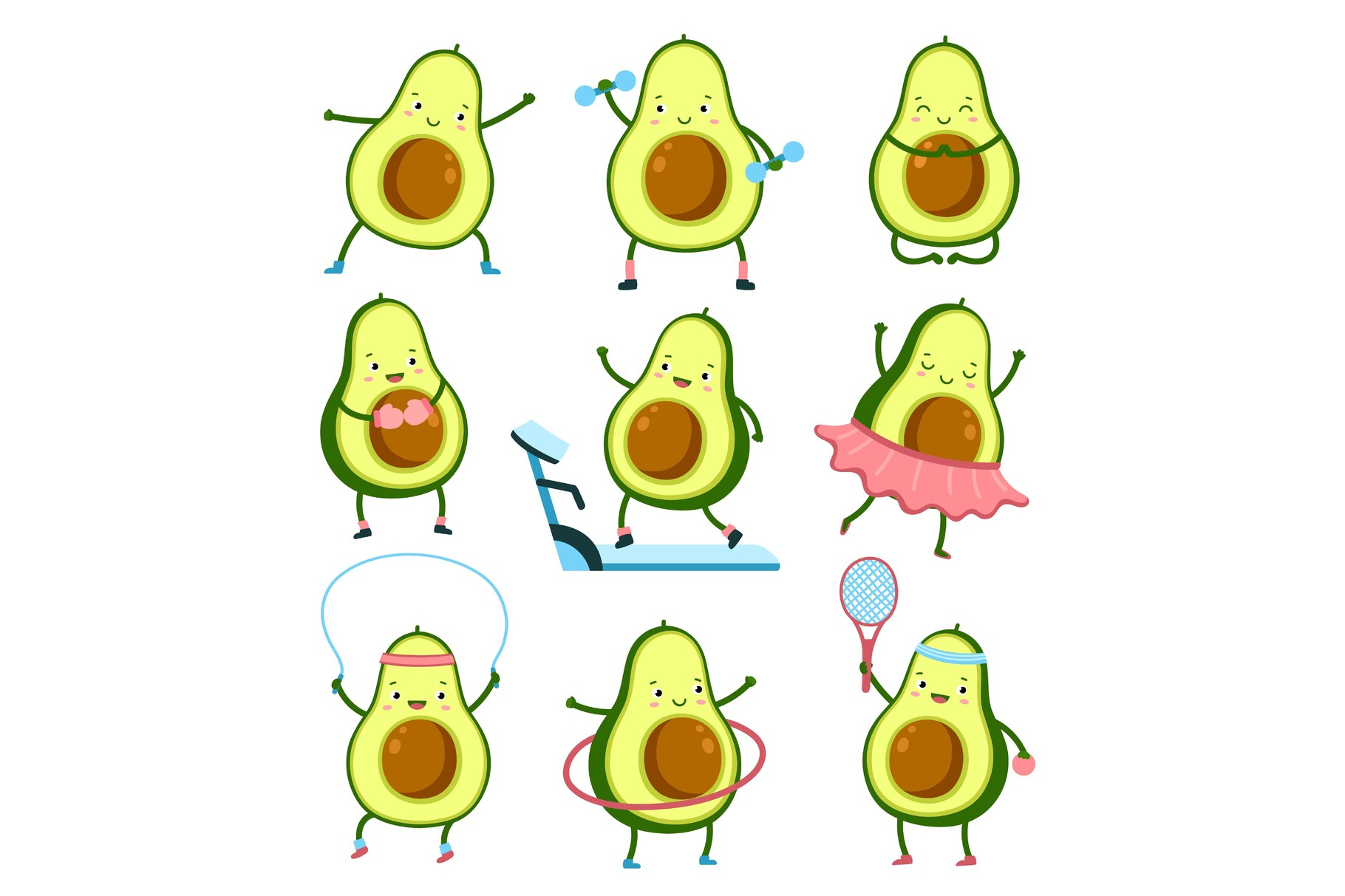 Avocado sport characters. Gym, a Graphic by Valerie Bodnar