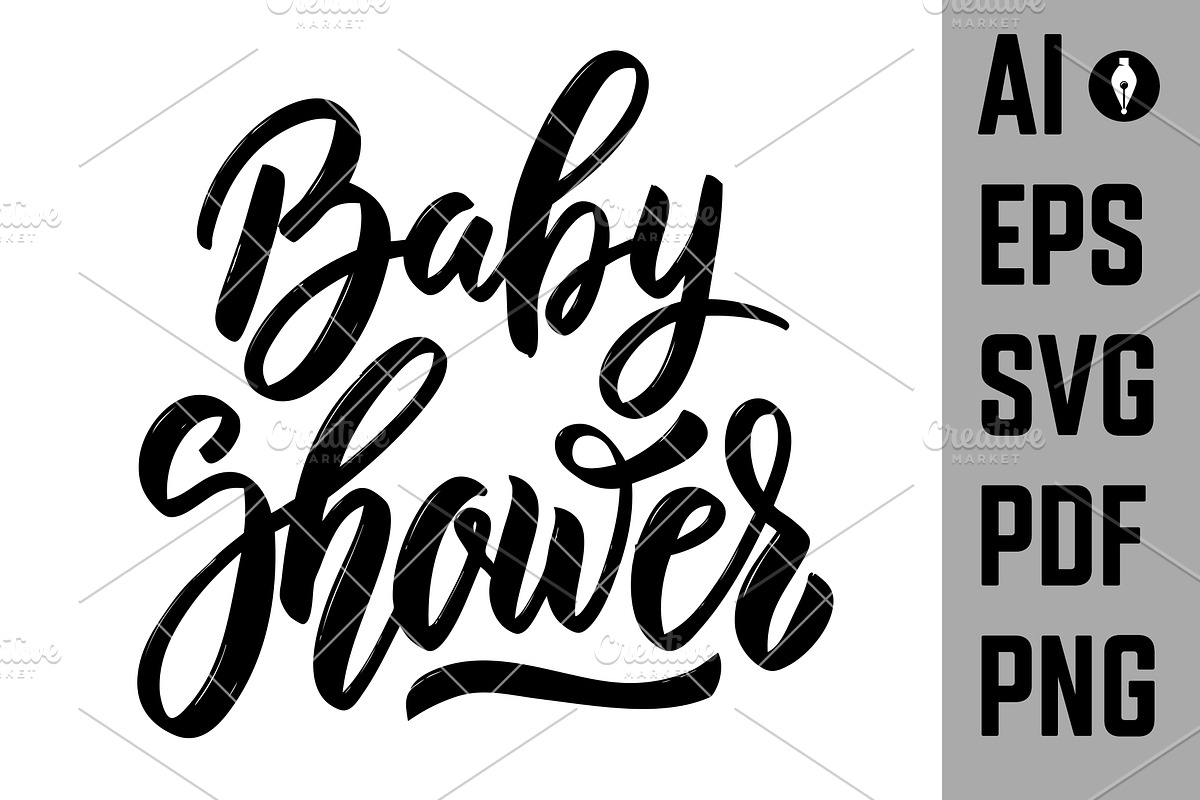 Baby shower. Hand drawn lettering, an Object Graphic by Vectorhight