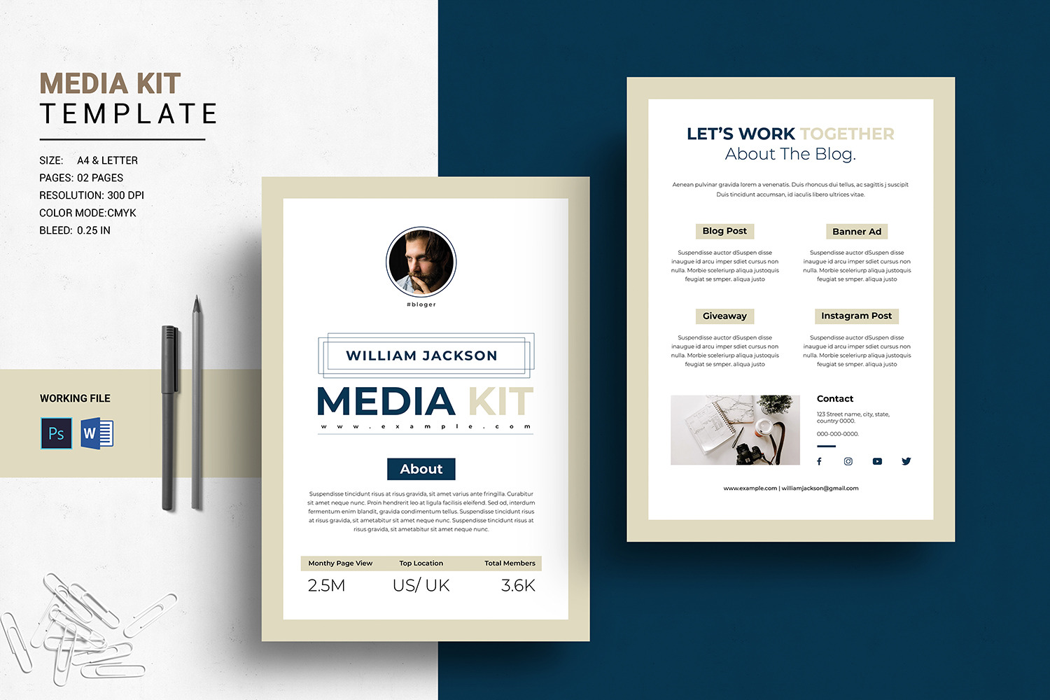 Media Kit Template, a Flyer Template by crazyOWL | Creative Market