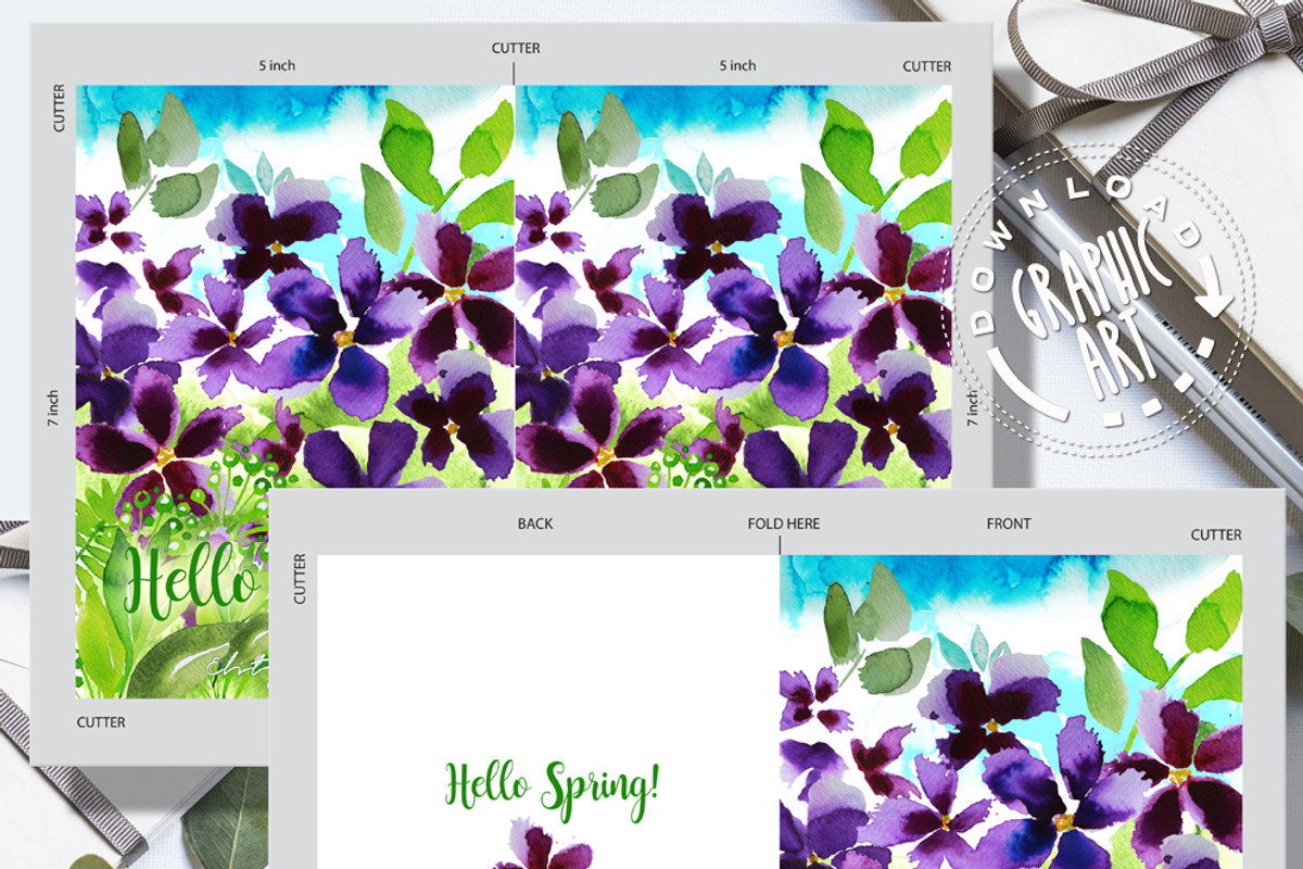 Printable cards; Spring Violets, a Card Template by Download Graphic ...