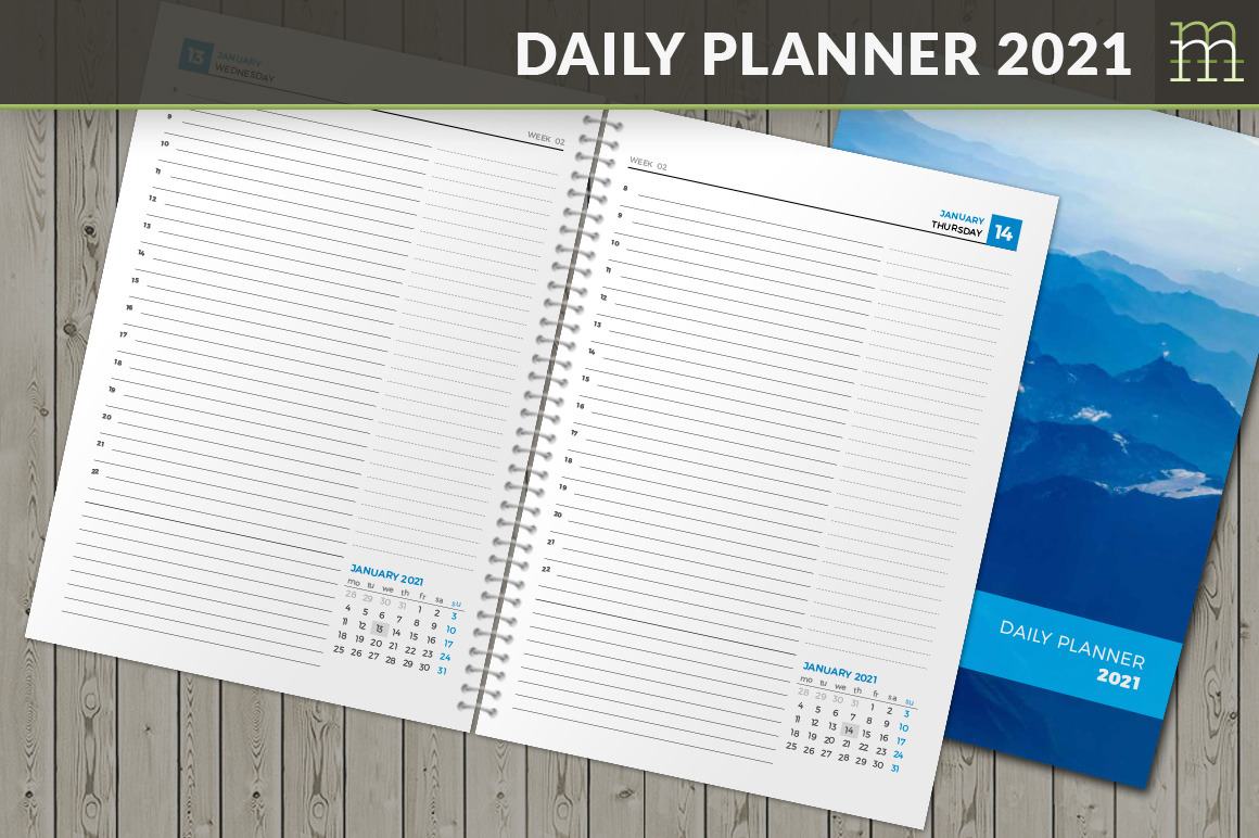 Daily Planner 2021 (DP041-21), a Stationery Template by mikhailmorosin