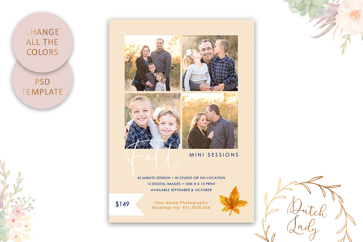 PSD Photo Session Card Template #47, a Card Template by The Dutch Lady ...