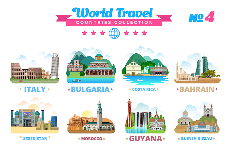 World Travel Countries Collection 4, an Illustration by Sentavio ...