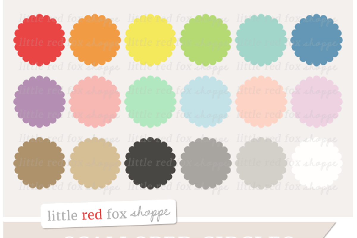 Scalloped Circle Clipart, an Illustration by Little Red Fox Shoppe ...