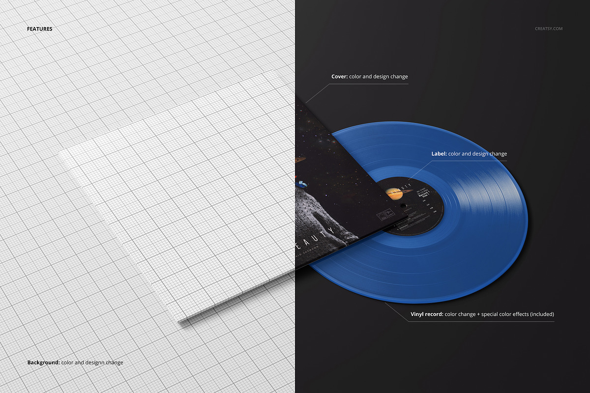 Translucent Vinyl Record Mockup Set, a Merchandise Mockup by creatsy5 ...