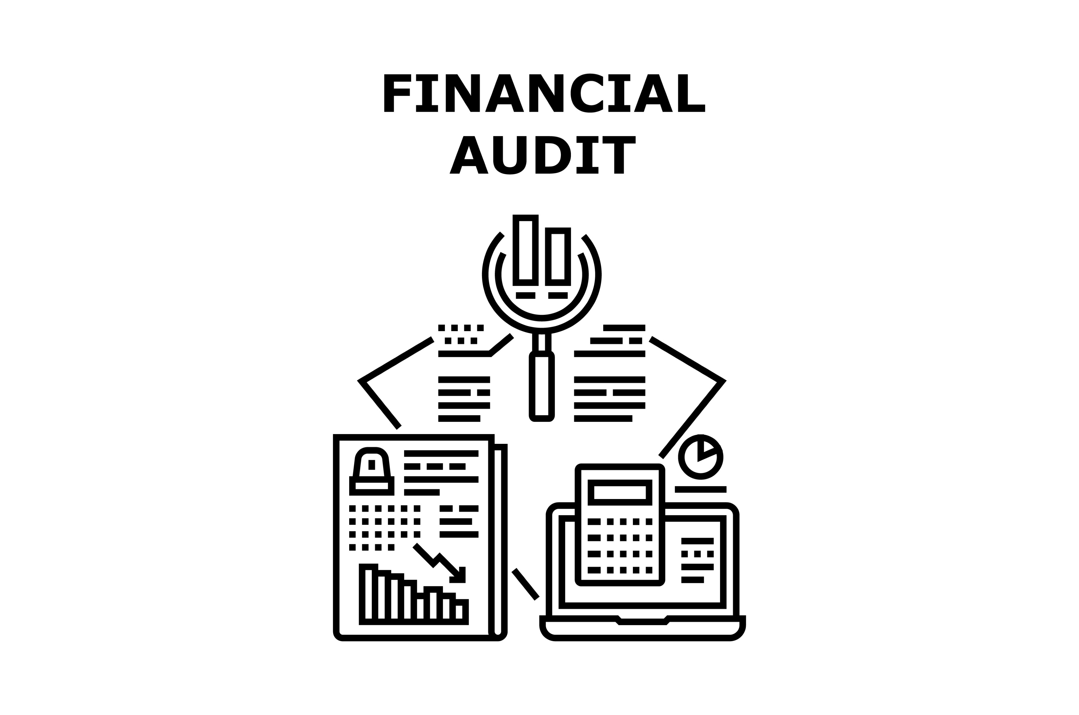 Financial Audit Vector Concept Black, a Finance Illustration by pikepicture