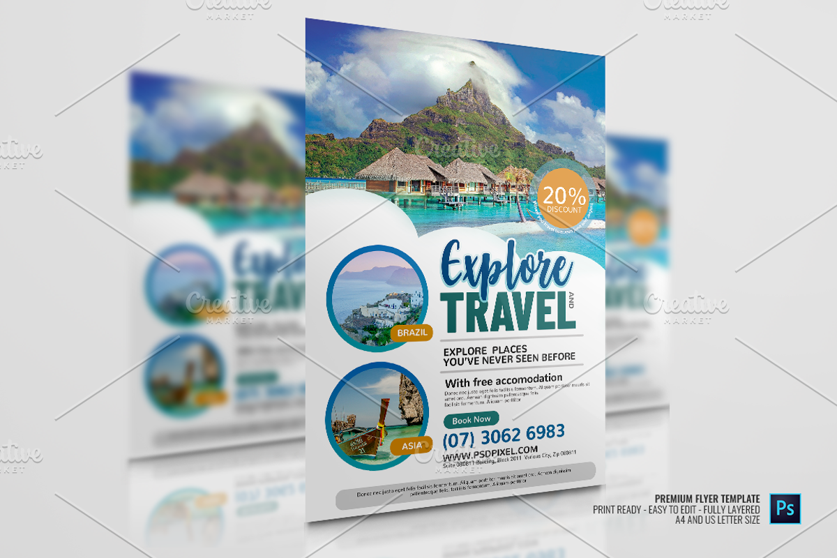 Travel and Booking Services Flyer, a Flyer Template by PSDPixel