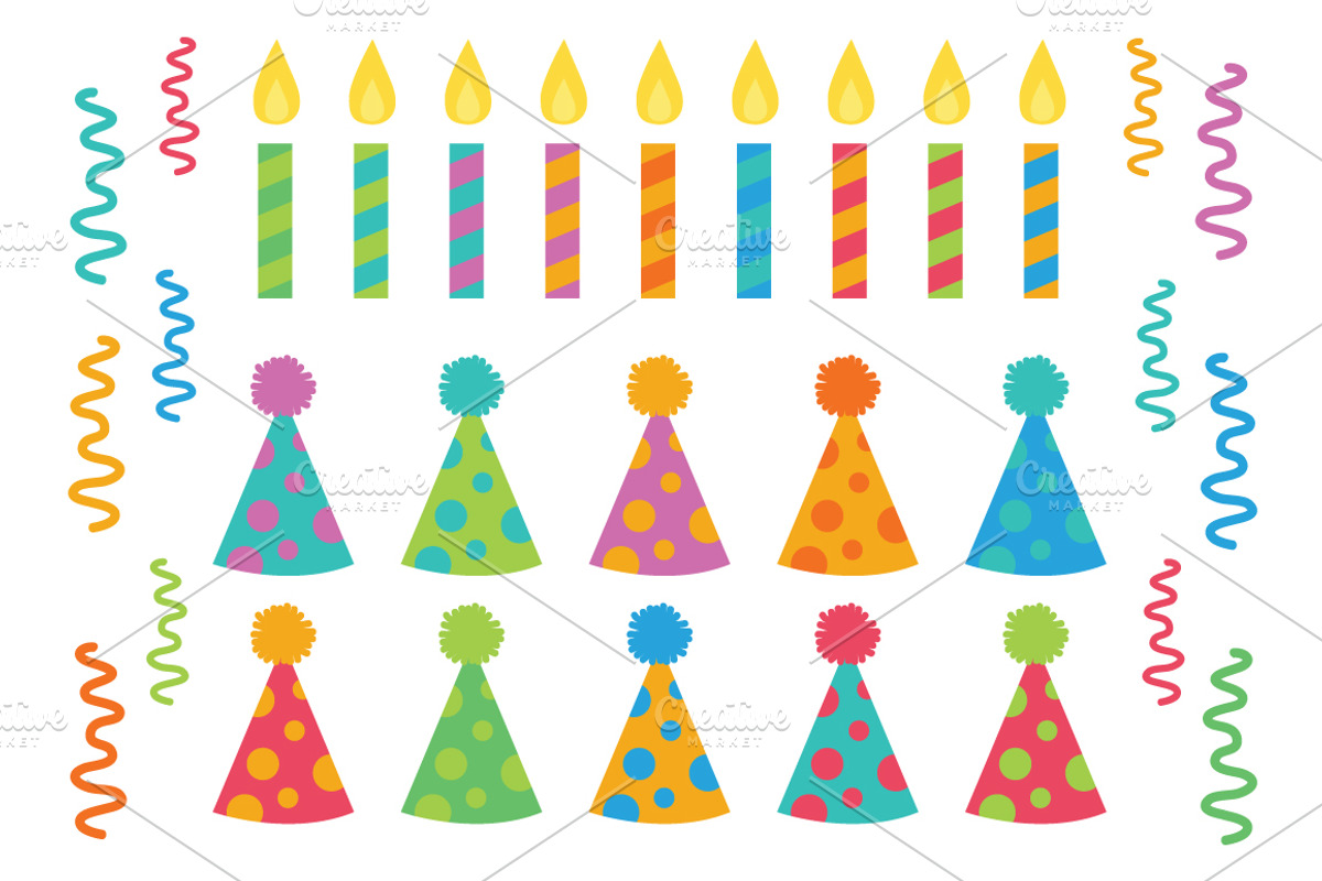 Happy Birthday Party Clip Art Set, a Decorative Illustration by Running ...