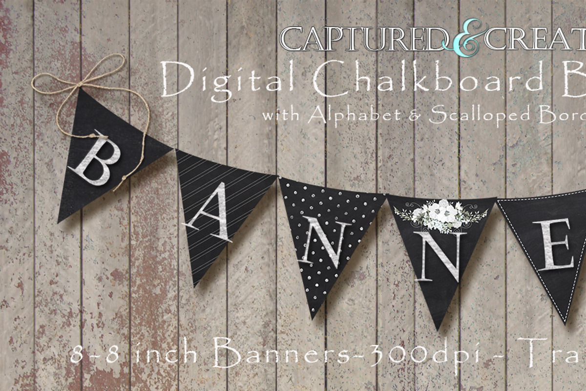 9-Digital Chalkboard Banner/Pendants, an Object Graphic by Captured and ...