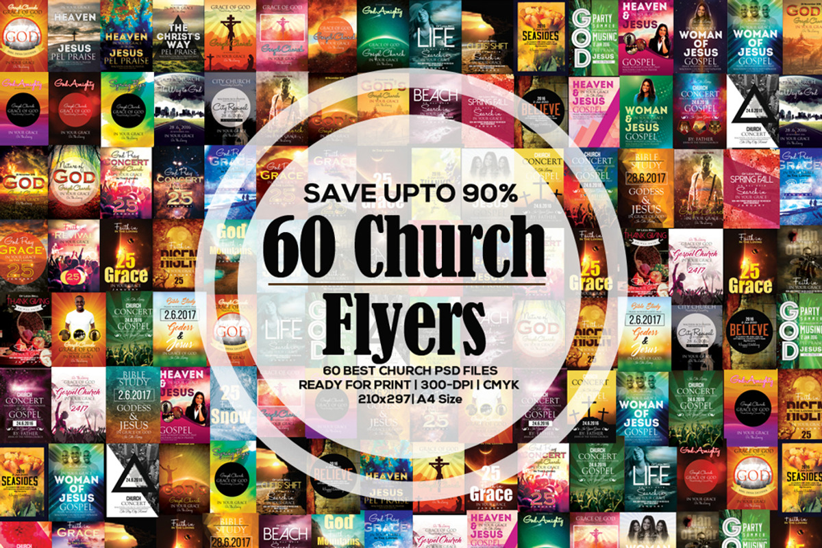 60 Glorious God Church Flyer Bundle, a Flyer Template by Business Flyers