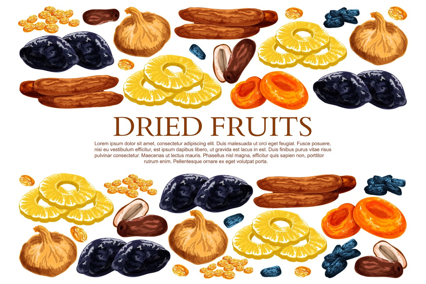 Vector poster of dried fruits snacks | Food Illustrations ~ Creative Market
