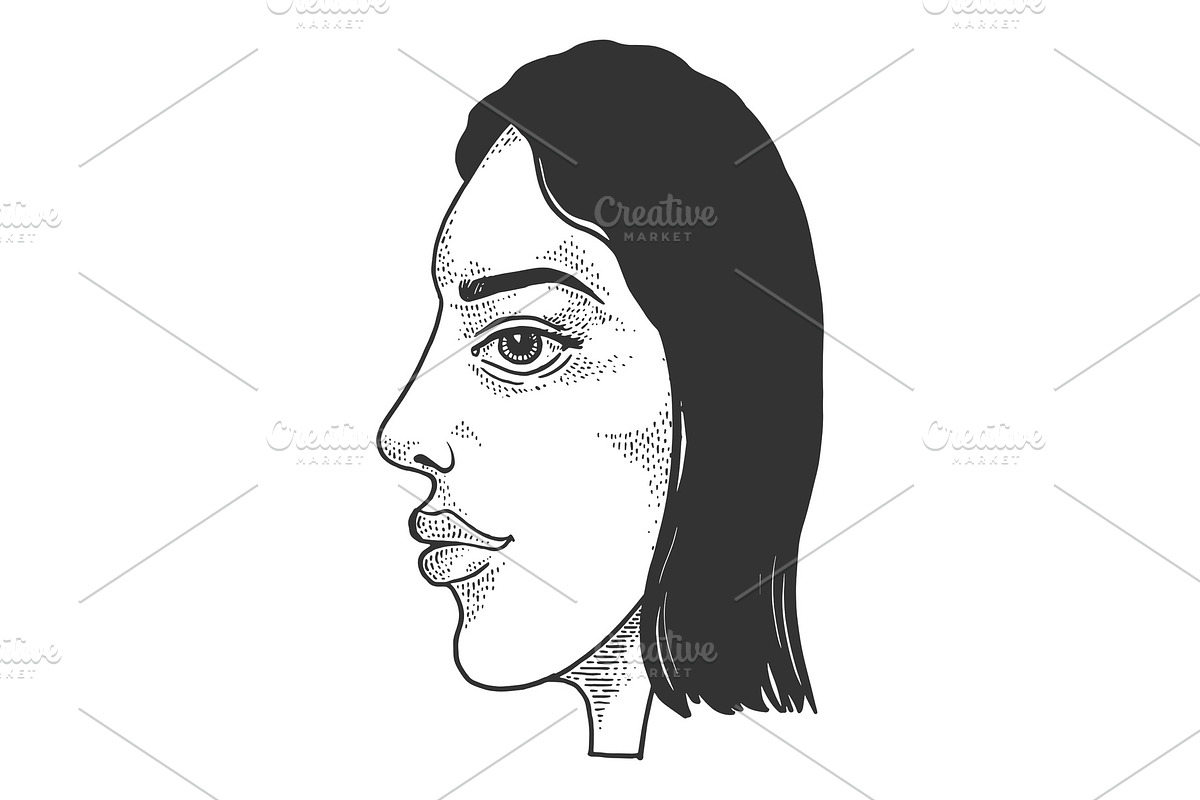 Double face abstract girl sketch, an Illustration by AlexArt