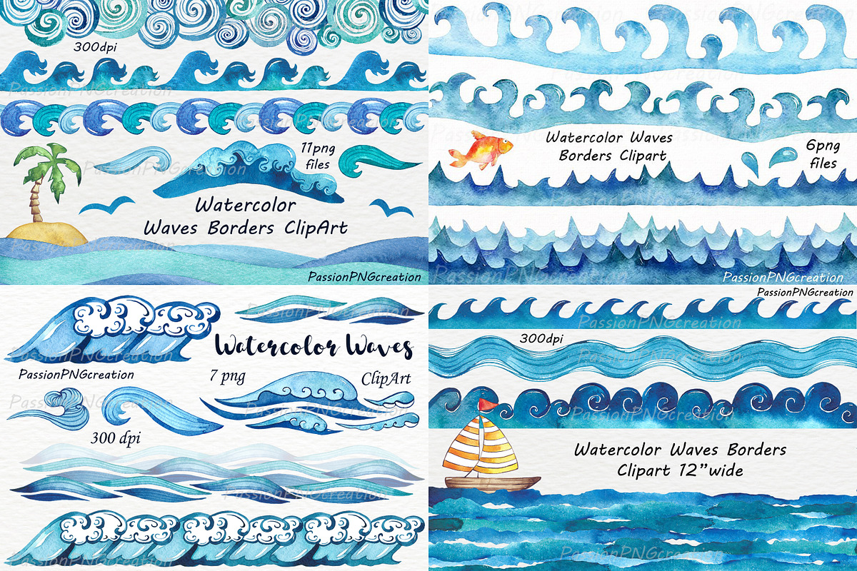 Huge Watercolor Bundle Clipart, an Illustration by PassionPNGcreation ...