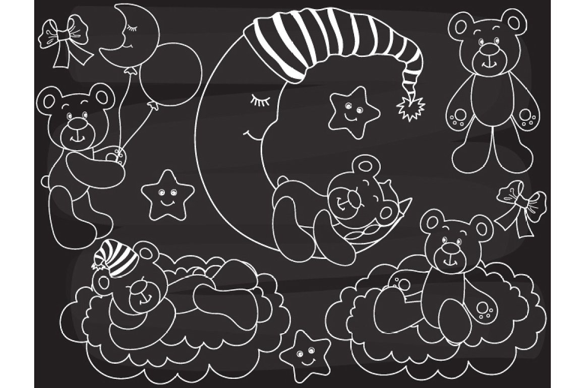 Vector Chalkboard Baby Bear Clipart, an Illustration by TheCreativeMill