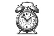 Vintage Alarm Clock engraving vector, an Object Illustration by AlexArt