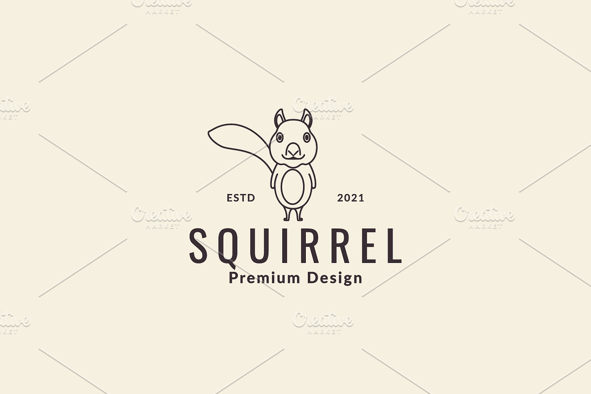 cute squirrel cartoon smile logo