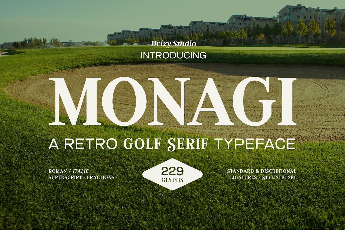 Monagi – Retro Golf Serif Font, a Serif Font by Drizy