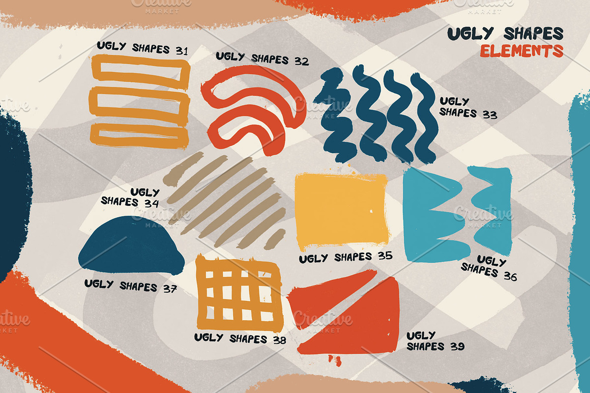 Ugly Shapes: 70 Shape Elements, a Pattern Graphic by nicholasasmita